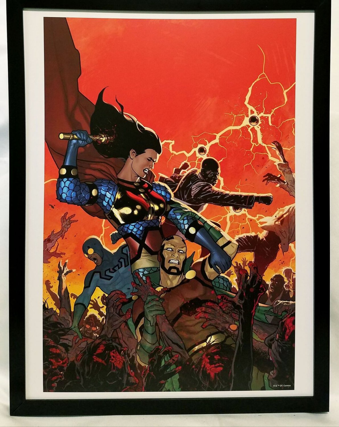 Mister Miracle Big Barda And Blue Beetle Zombie Dceased Framed 12x16 Art Print Po