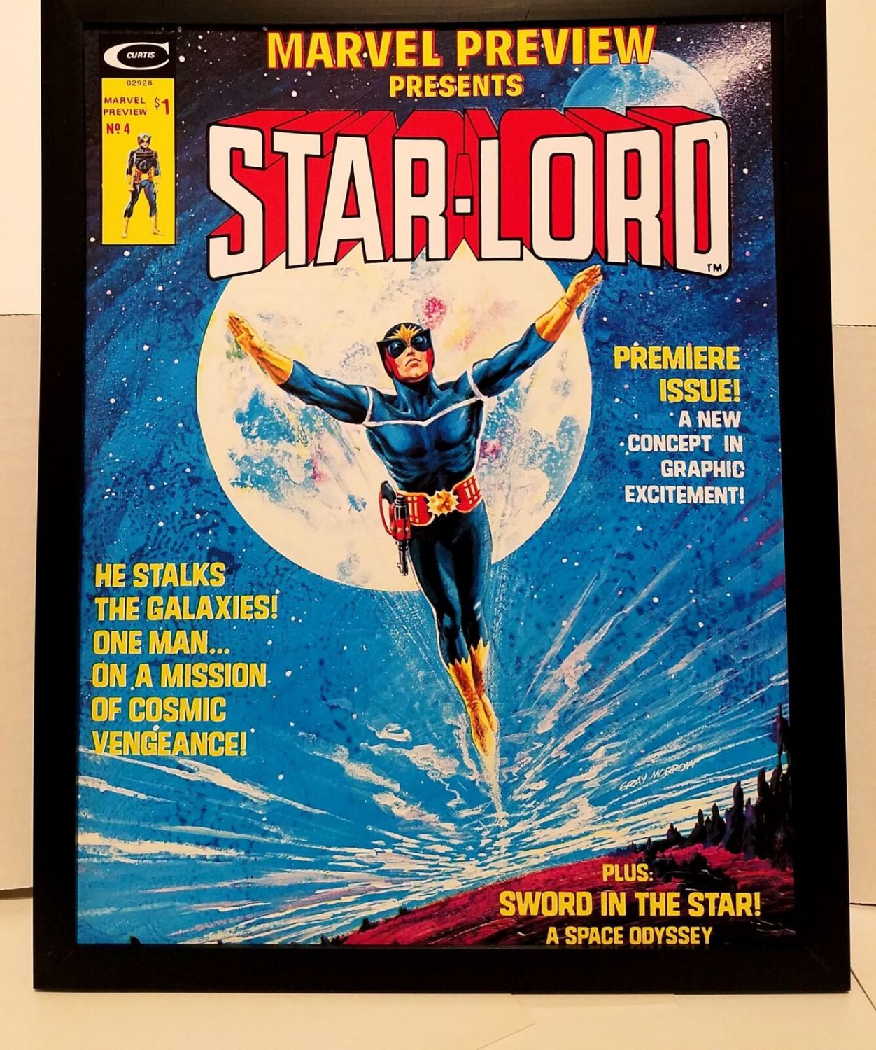 Marvel Preview #4 Starlord by Gray Morrow 11x14 FRAMED Marvel Comics ...