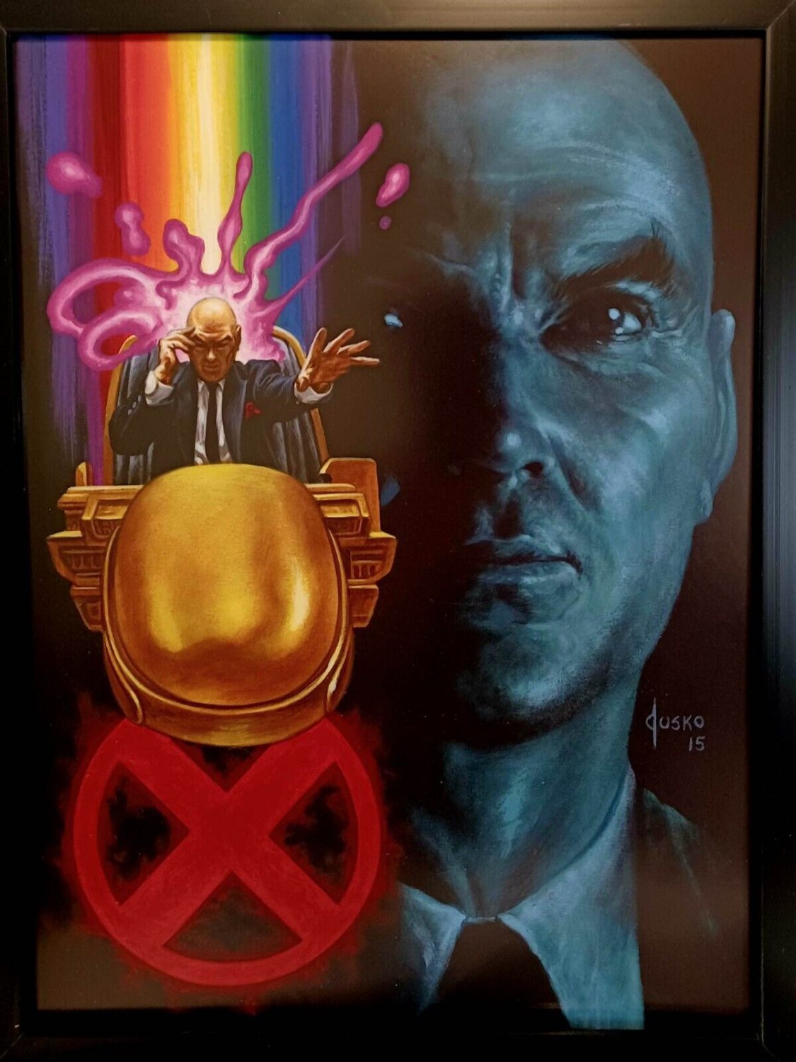 Professor X Marvel Masterpieces by Joe Jusko 9x12 FRAMED Comics Art ...