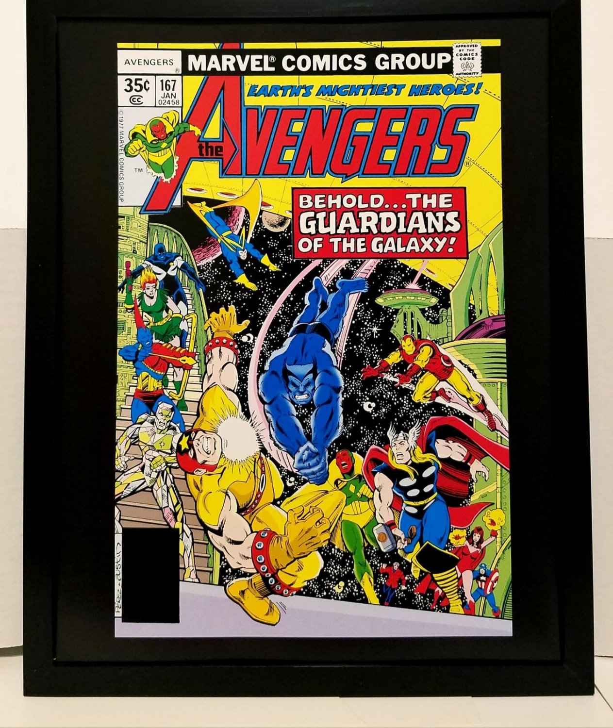 Avengers #167 Guardians by George Perez 11x14 FRAMED Marvel Comics Art ...
