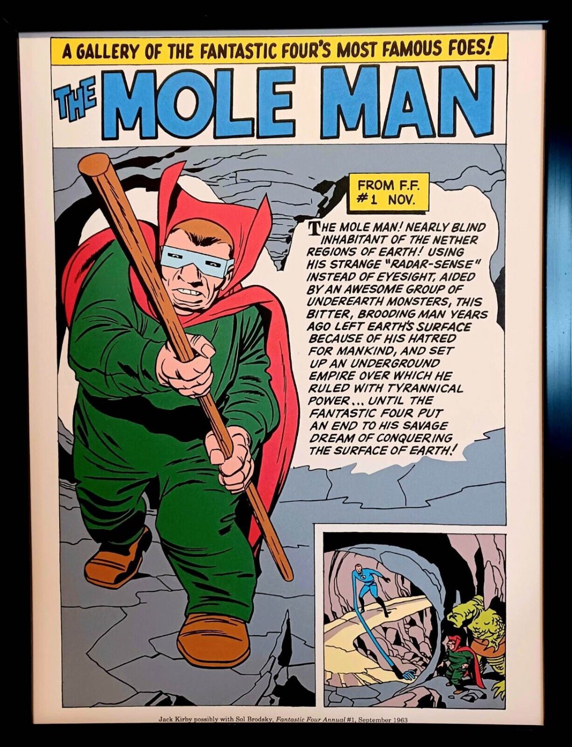 Mole Man by Jack Kirby 9x12 FRAMED Marvel Comics Vintage Art Print Poster