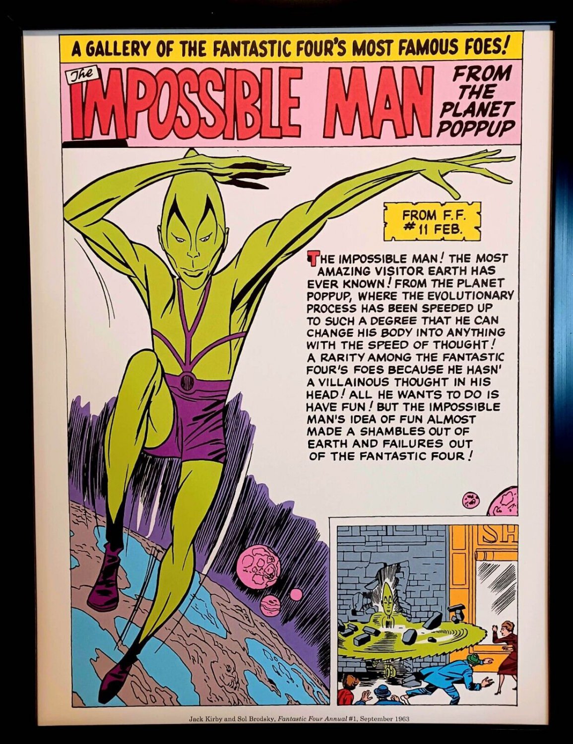 Impossible Man by Jack Kirby 9x12 FRAMED Marvel Comics Vintage Art ...