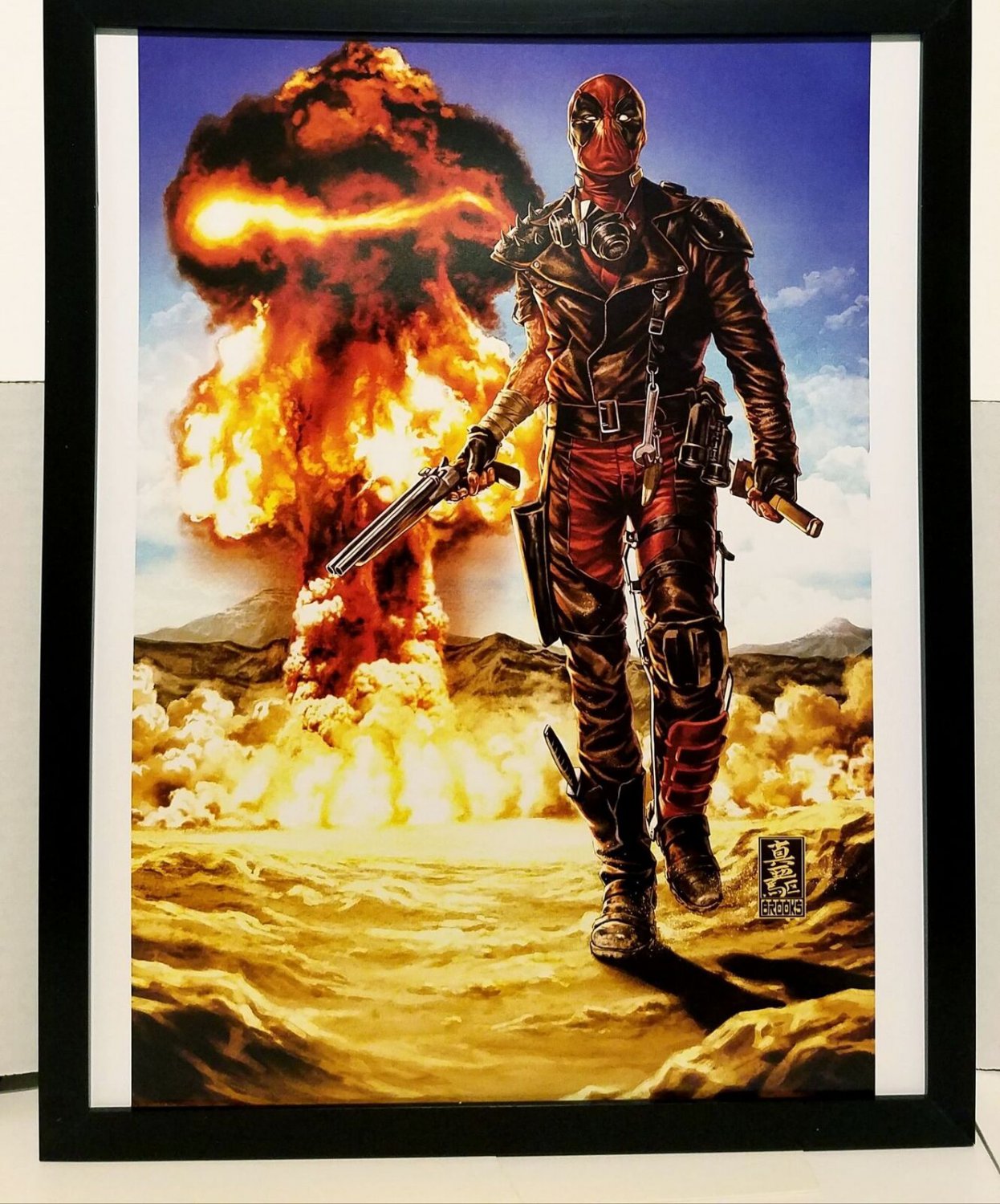 Deadpool Mad Max homage by Mark Brooks 11x14 FRAMED Marvel Comics Art ...