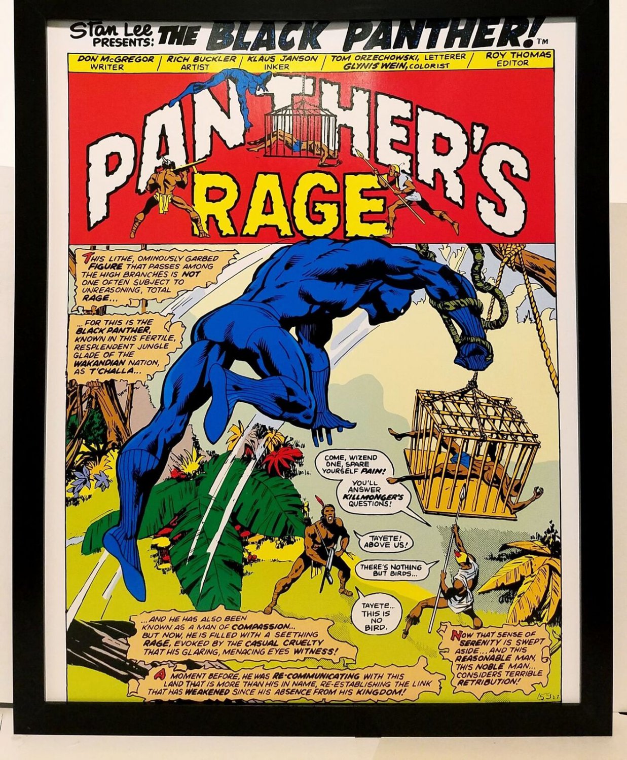 Jungle Action #6 Black Panther pg. 1 11x14 FRAMED Marvel Comics Art ...