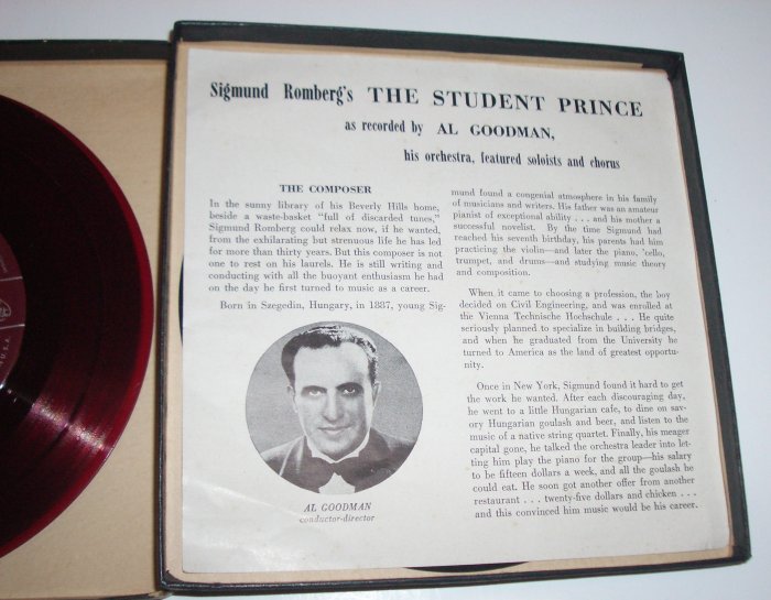 The Student Prince Box Set of 7" Vinyl Records by the Al Goodman Orchestra