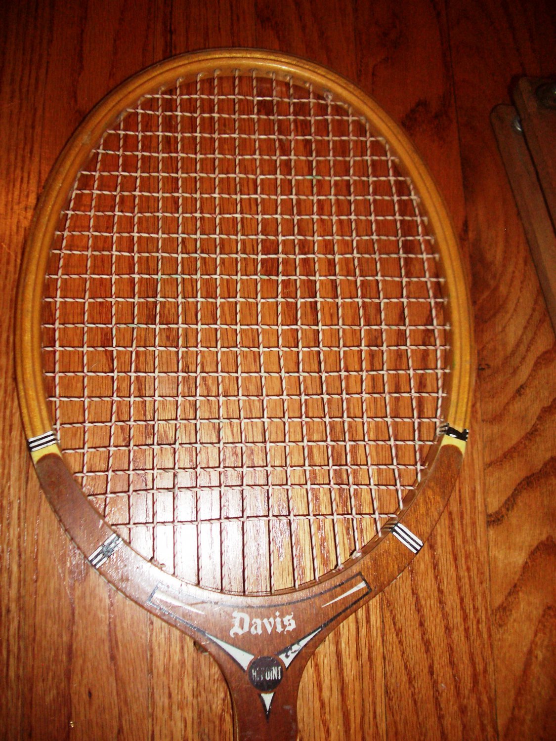 Vintage T A Davis Hi-Point Wooden Tennis Racket w/ Wooden Head Holder ...