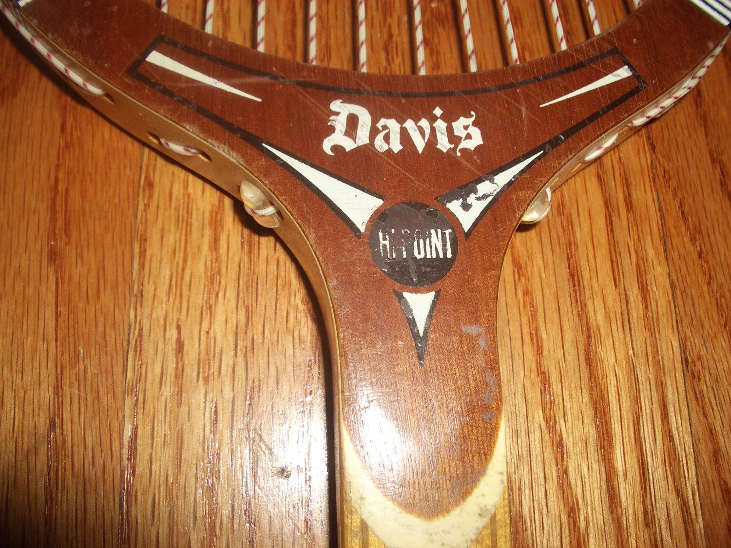 Vintage T A Davis Hi-Point Wooden Tennis Racket w/ Wooden Head Holder ...