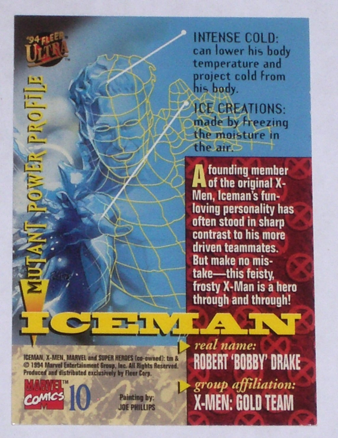 ICEMAN '94 Fleer Ultra X-Men Super Heroes Trading Card Marvel Comics #10