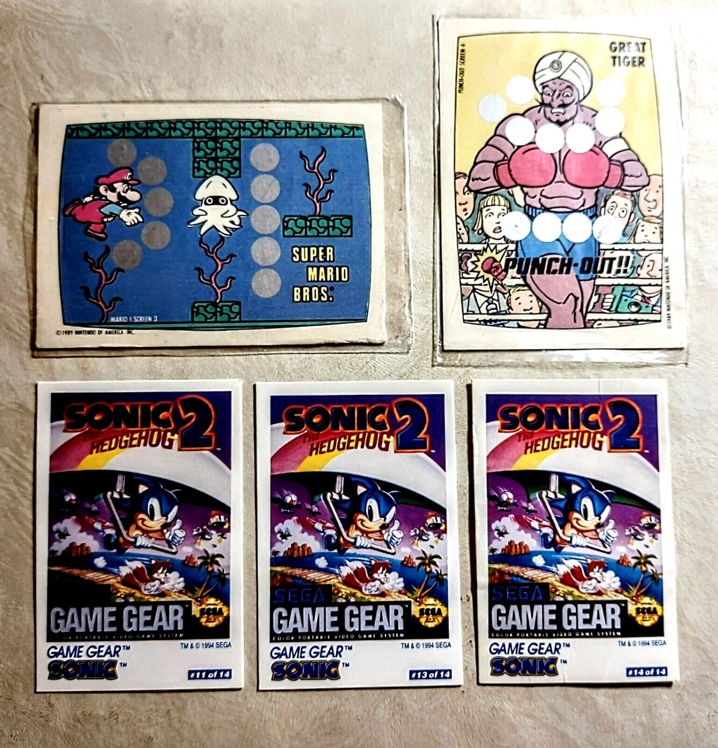 Nintendo Scratch Trading Card Sticker Sonic Punchout Mario Zelda Double ...