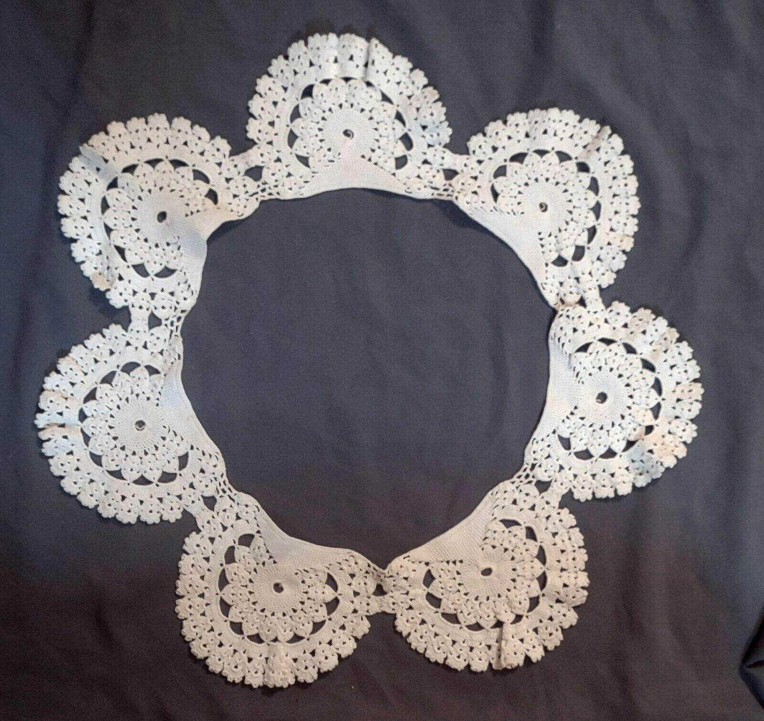Vintage Lace Collar Crochet Handmade Doily Necklace 3.5"