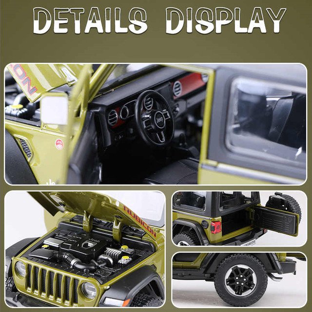 RCY 1:30 Jeeps Wrangler Rubicon Diecast Car Model A Green Toy Refit ...