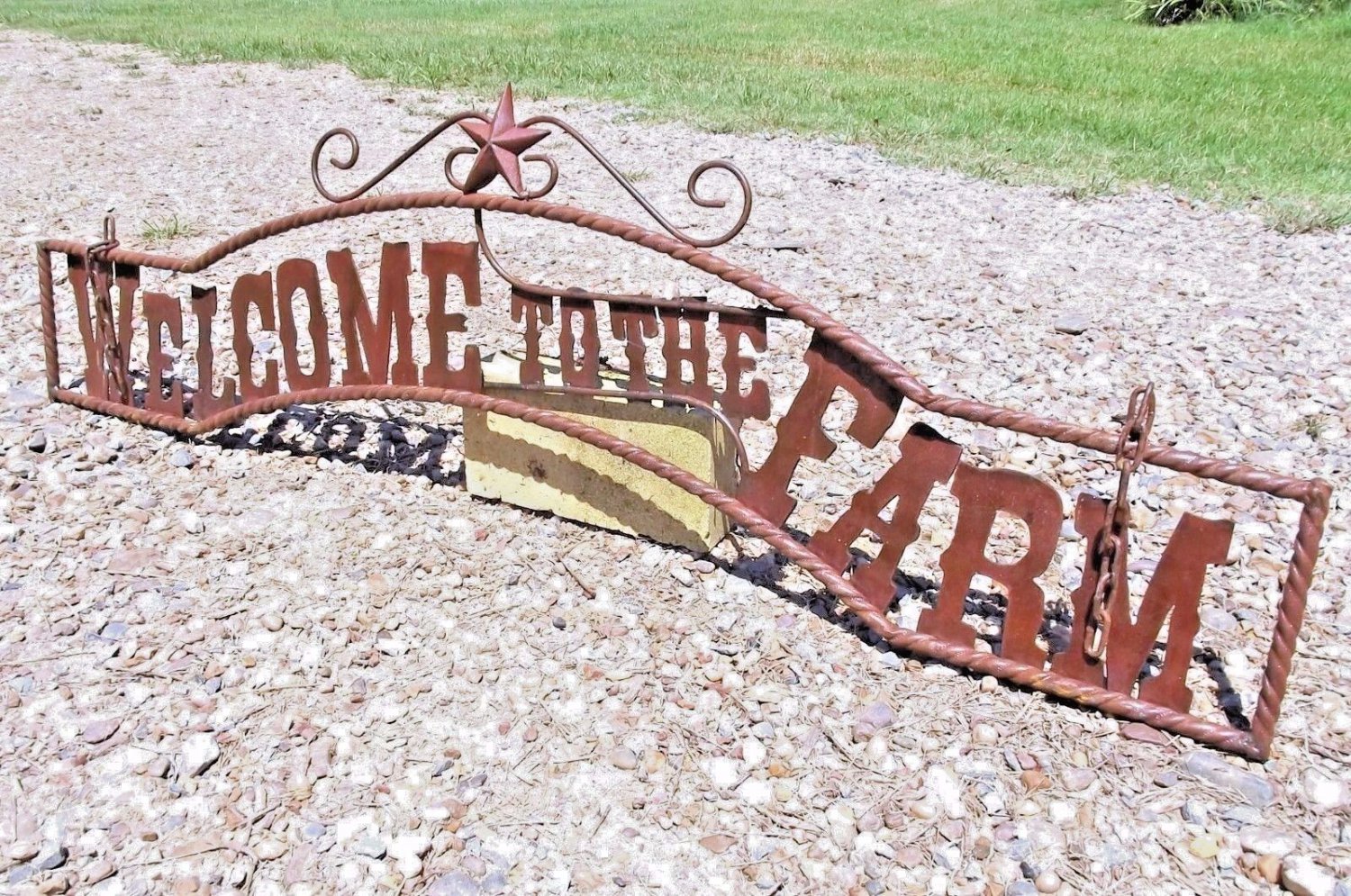 Metal Welcome to the FARM Sign for Wall Entry Gate 44 3/4 inch ec