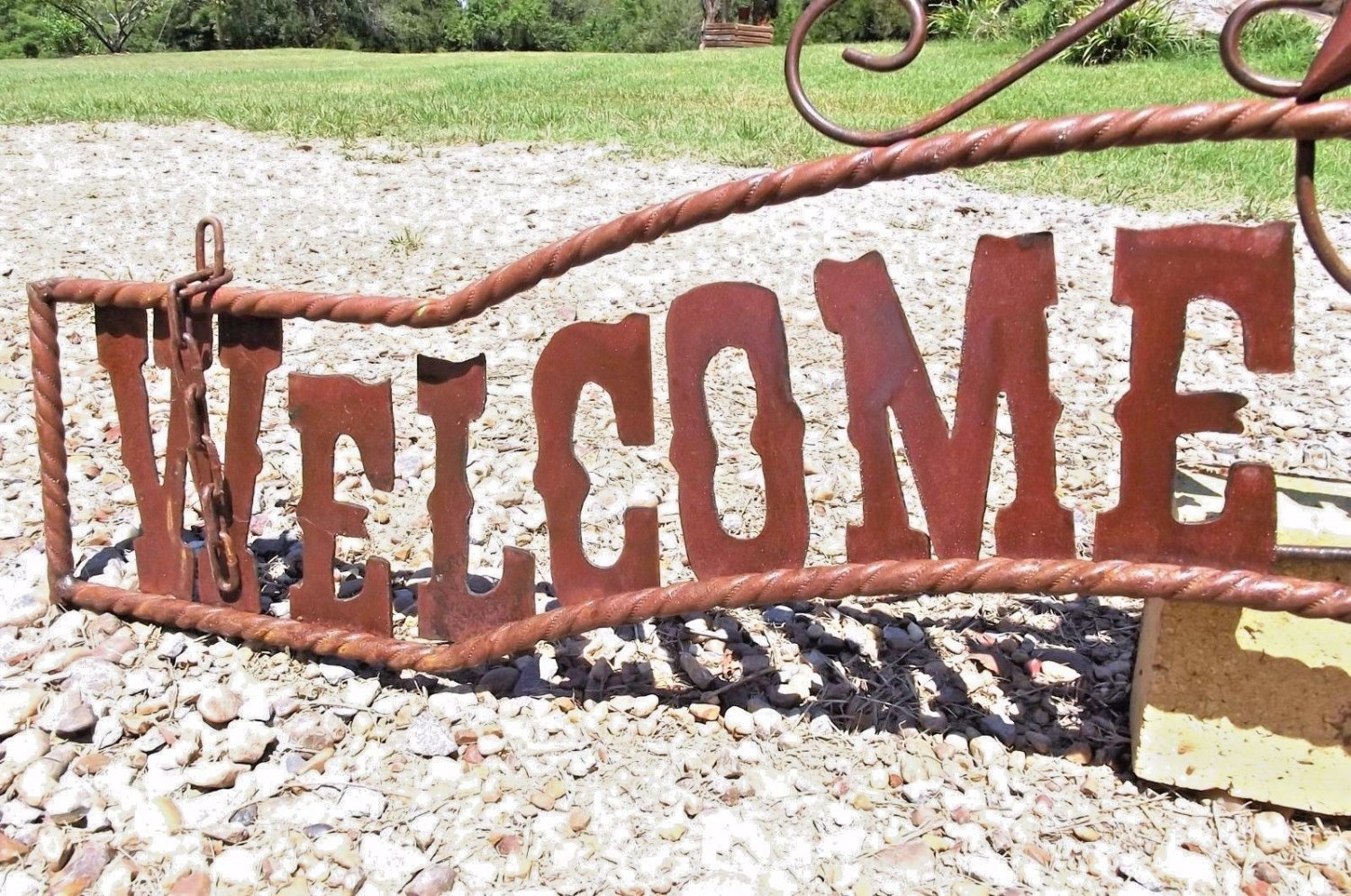 Metal Welcome to the FARM Sign for Wall Entry Gate 44 3/4 inch ec