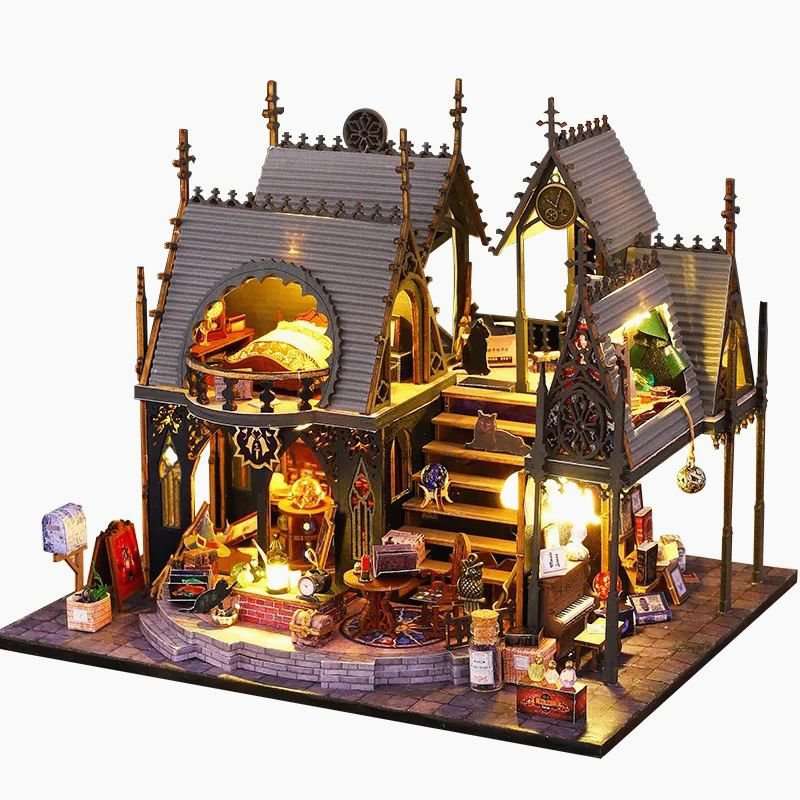 Magic Mansion Dollhouse with Furniture LED Light Accessories, Luna ...