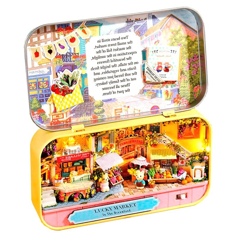 Box Theatre Miniature with LED Light, Lucky Market Model, Tin Box ...