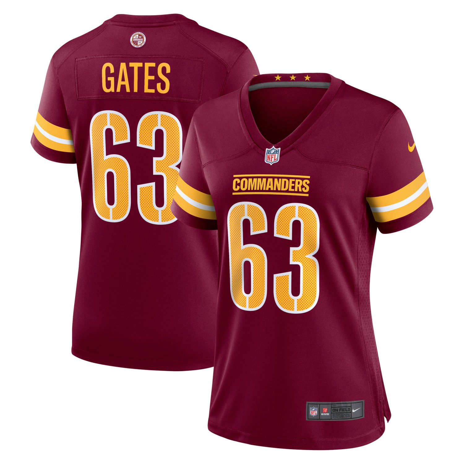 Nick Gates Washington Commanders Women's Game Player Jersey - Burgundy