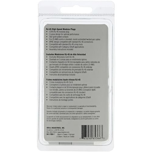 IDEAL 85-366 CAT-6 RJ45 Mod Plug Card of 25