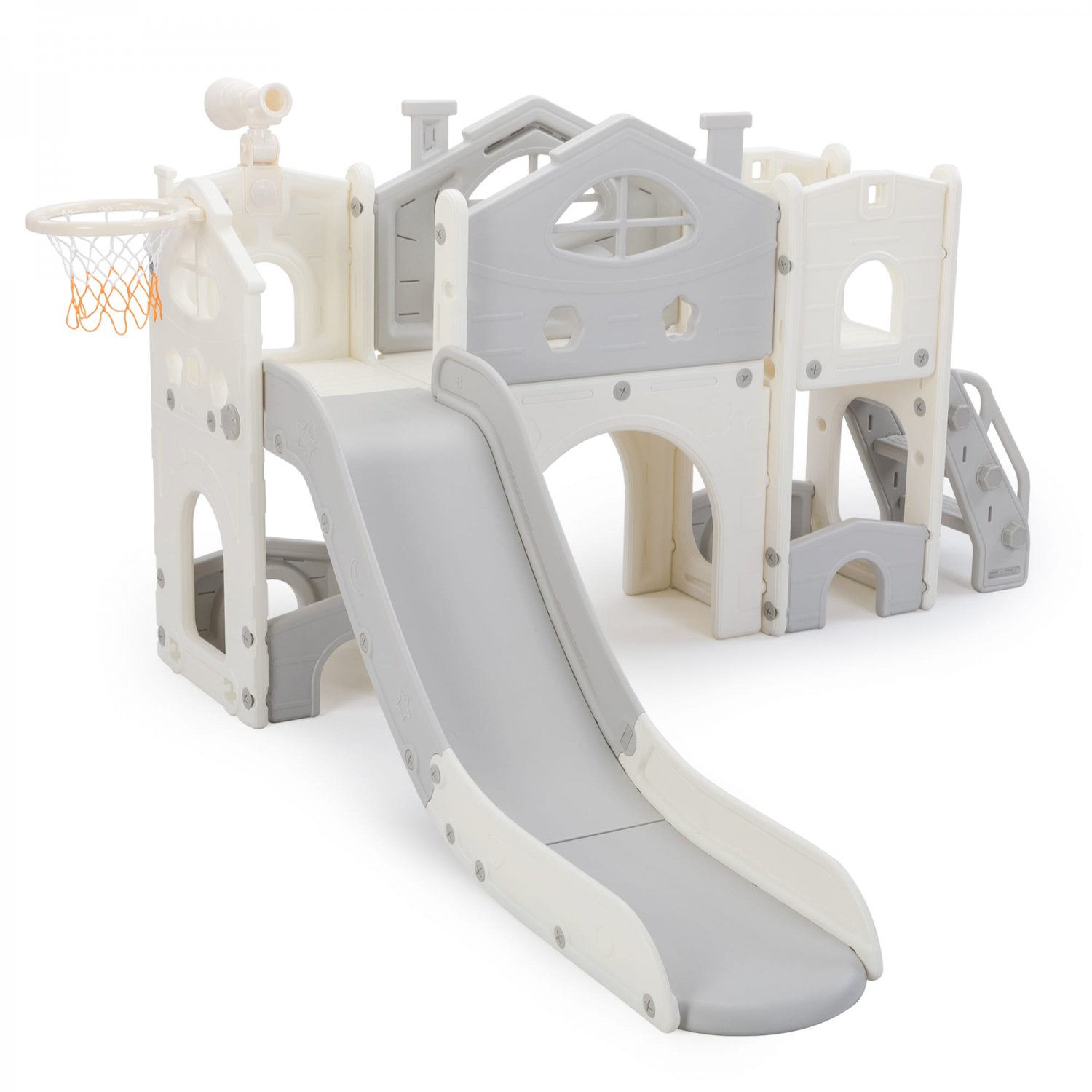 Large Kids Slide with Slide Storage, Basketball, Basketball Hoop and ...
