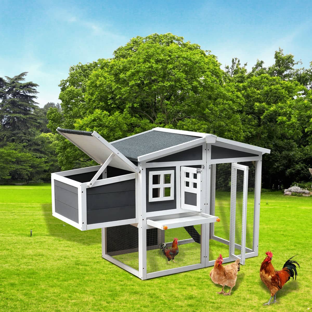 Wooden Chicken Coop,Waterproof Outdoor Large Chicken House for 4 ...