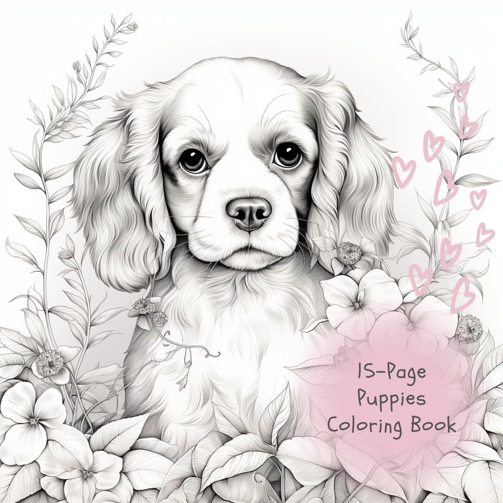 10-Page Printable Adorable Puppies Coloring Book