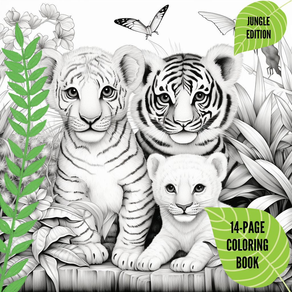11-Page Printable Jungle Animals Coloring Book