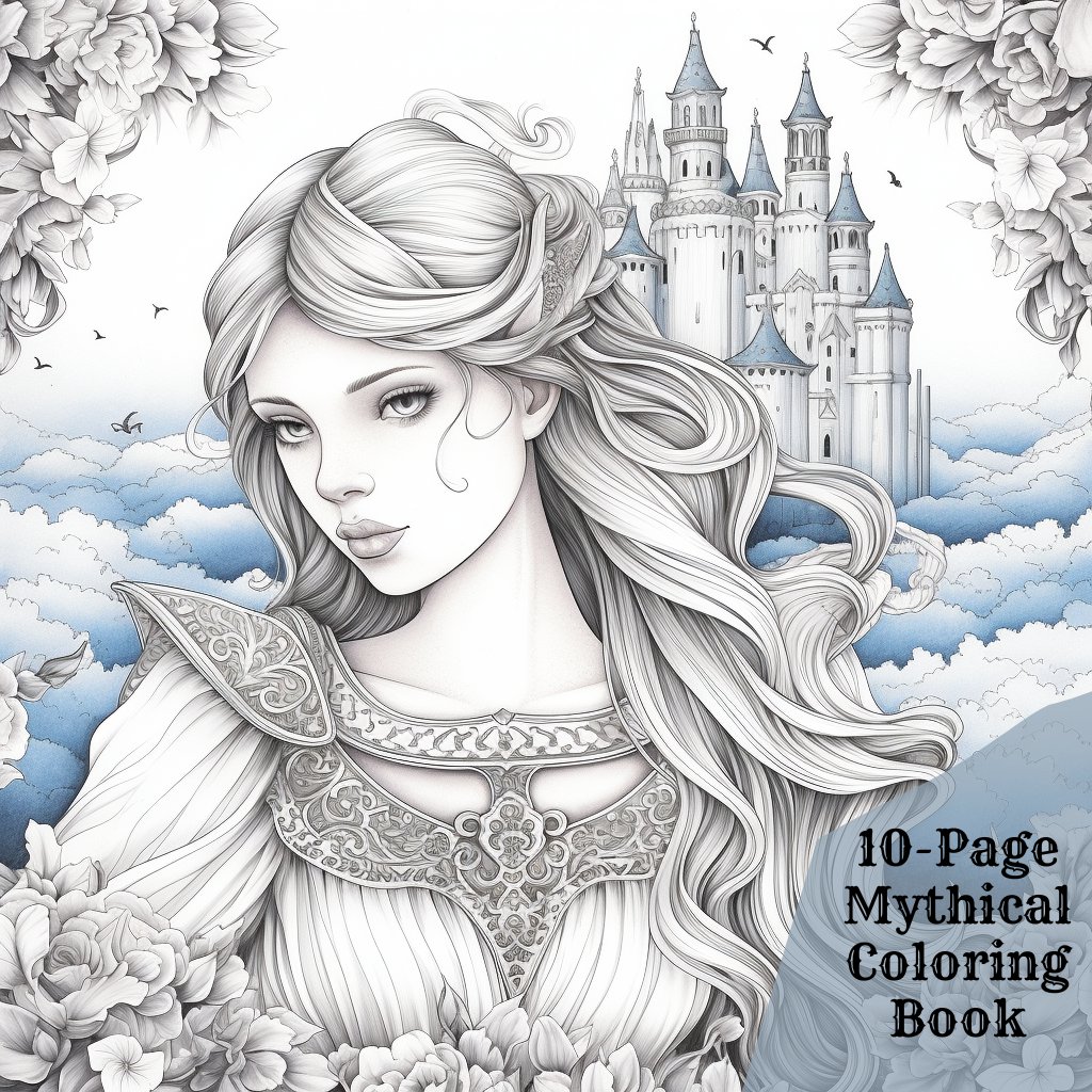 10-Page Printable Mythical Creatures Coloring Book