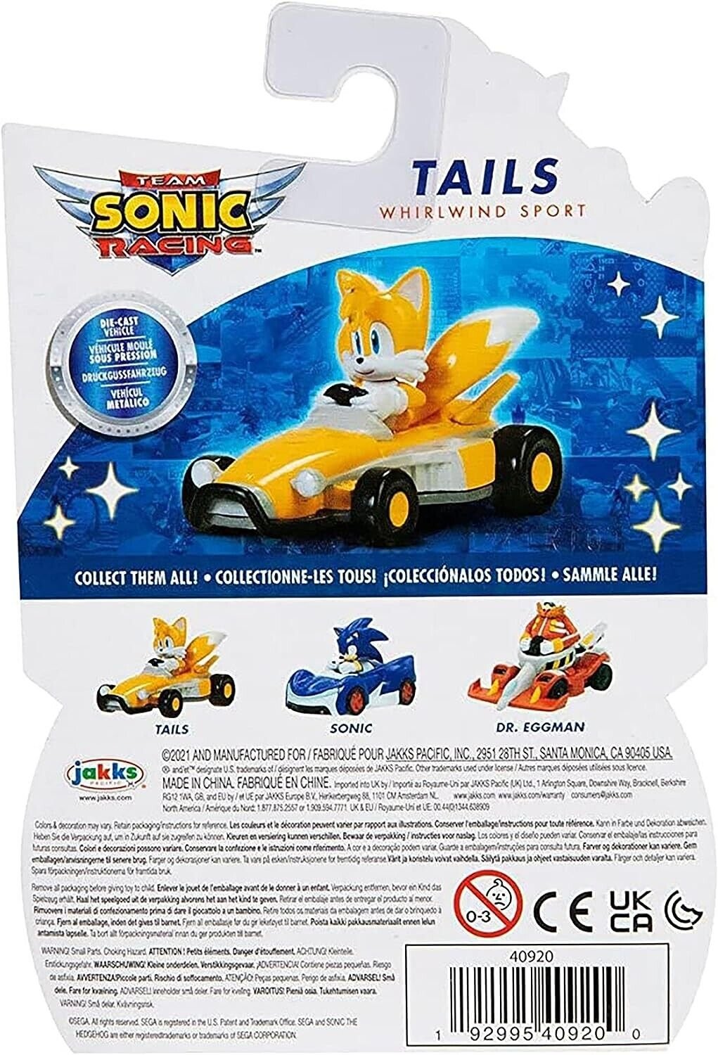 Jakks Sonic The Hedgehog "Tails Whirlwind Sport" Team Racing Car (New)