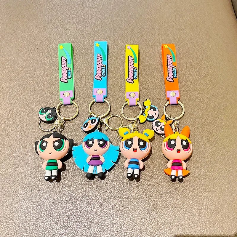 Set 4 Powerpuff Girls Butterfly Keychain - Cute Cartoon Pendant
