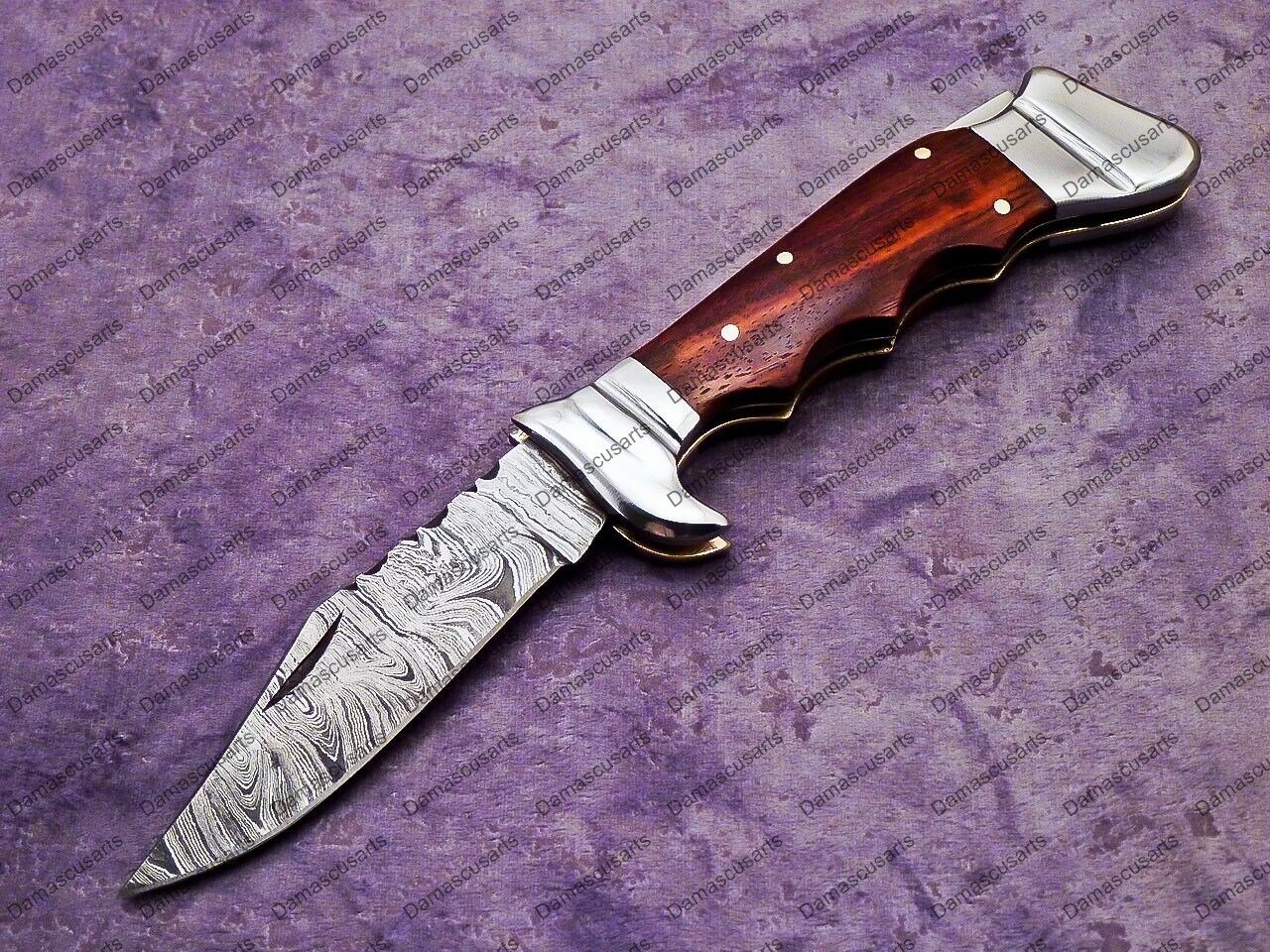 Custom Handmade Damascus Steel Pocket Knife Folding Blade /Hunting ...