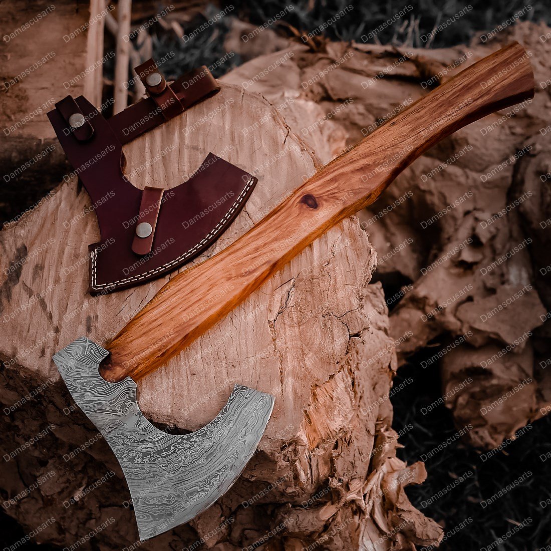 Custom Hand Made Forged Damascus Steel Axe Superb Design Axe Hatchet ...