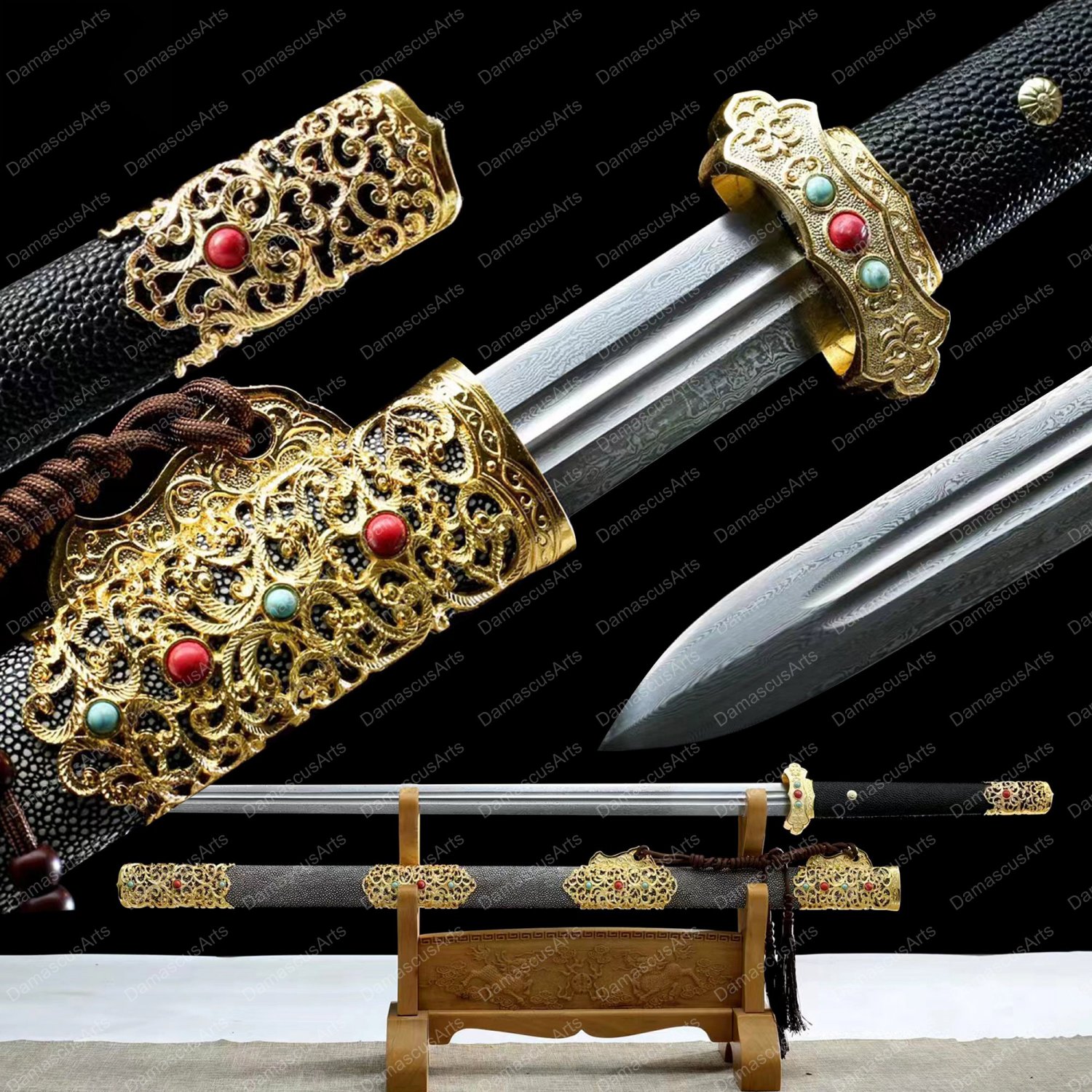 Katana Big Sword - Swordsman Forge - Damascus Steel Blade - Battle ...