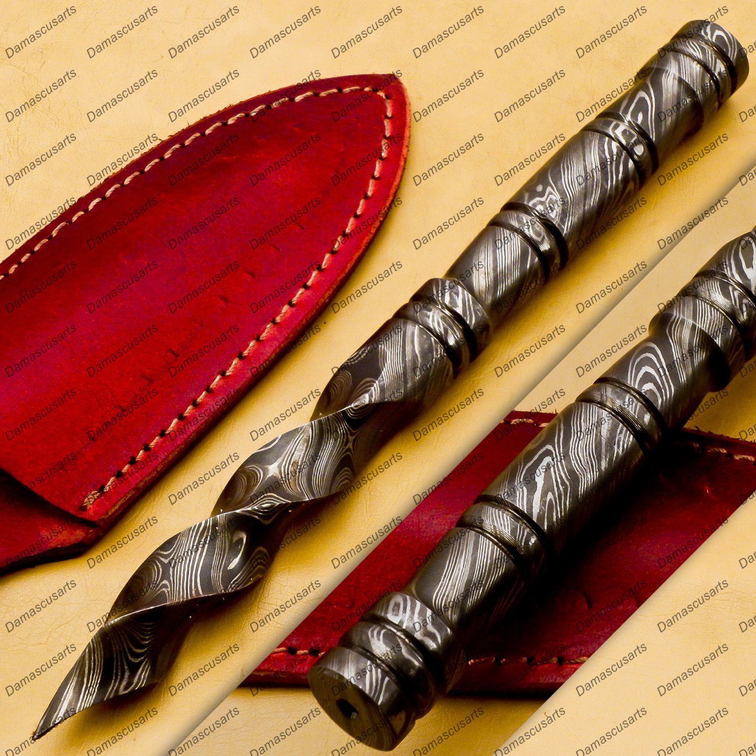 Custom Forged Hunter Damascus Steel Tri Dagger Hand Forged Twisted ...