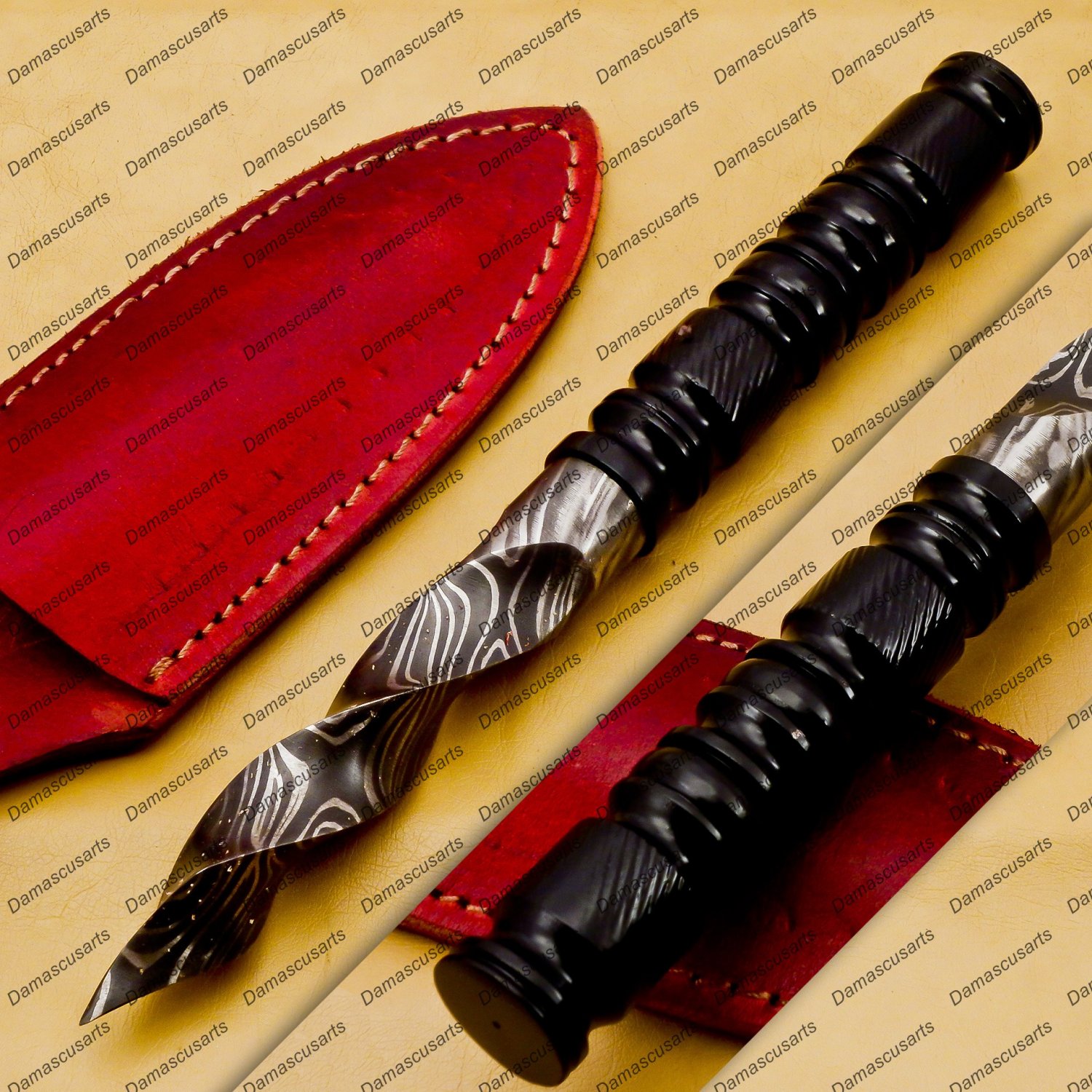 Custom Forged Hunter Damascus Steel Tri Dagger Hand Forged Twisted ...