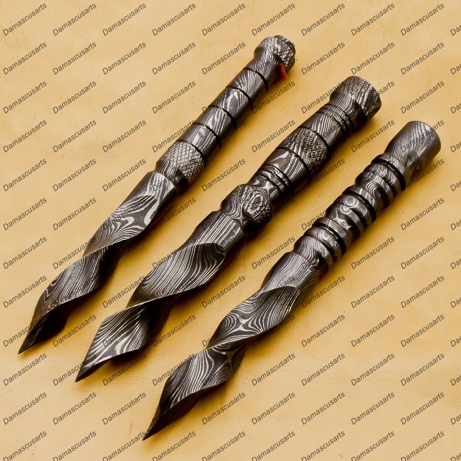 Custom Forged Hunter Damascus Steel Tri Dagger Hand Forged Twisted ...