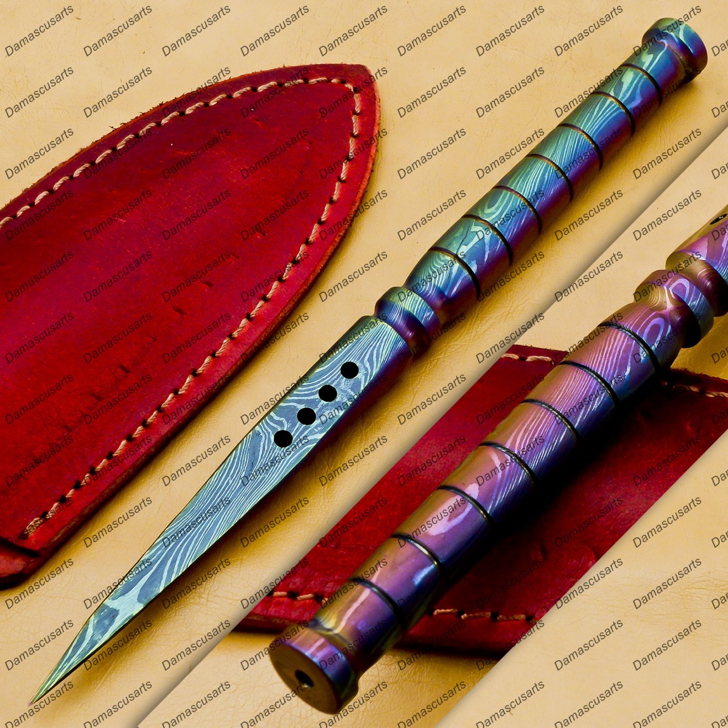 Custom Forged Hunter Damascus Steel Tri Dagger Hand Forged Twisted ...