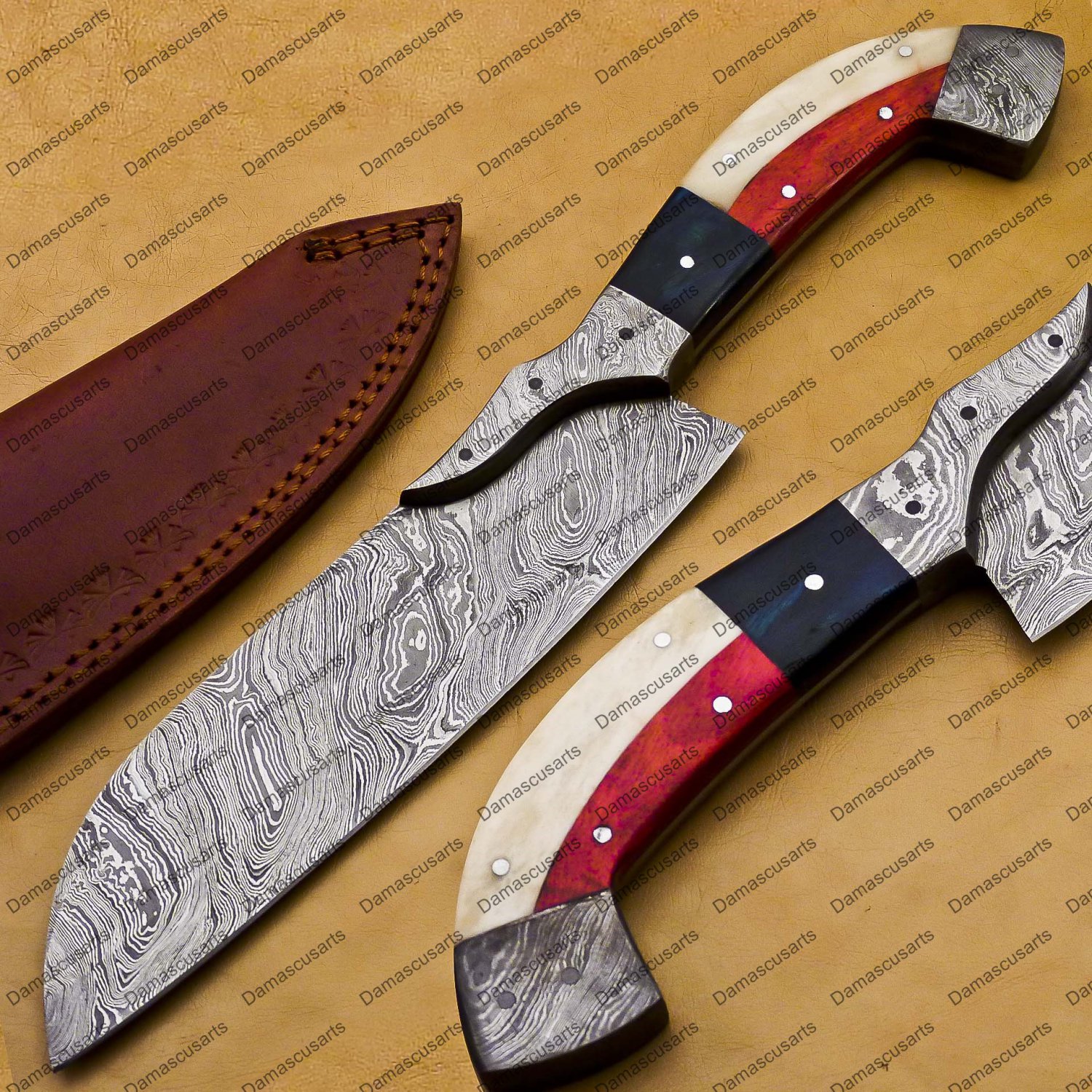 Damascus Steel Cleaver Chopper Chef Kitchen Knife Heavy Duty Damascus ...