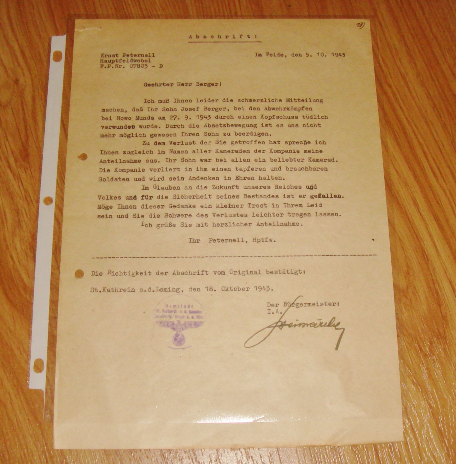 WW2 War German Original document