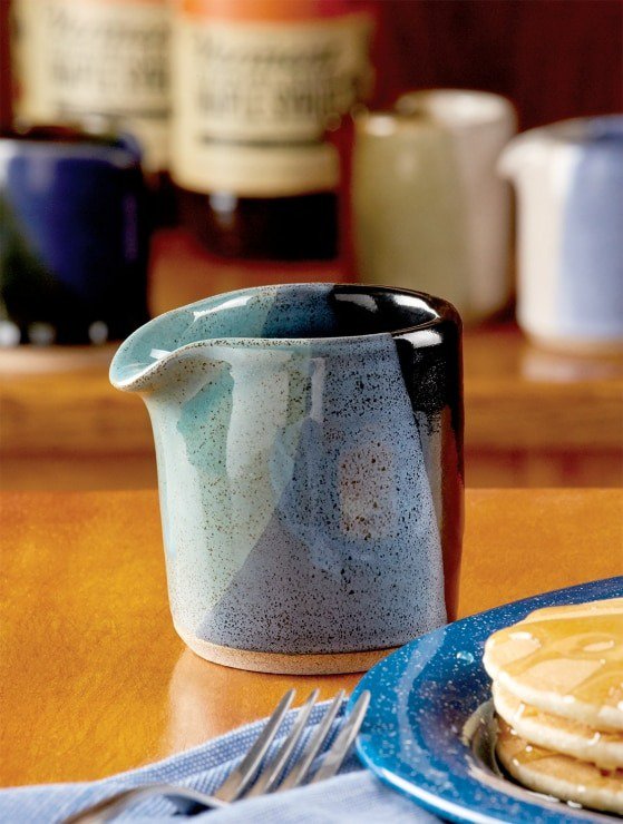 Single-Serving Pottery Mini-Pitcher, Blue/Black