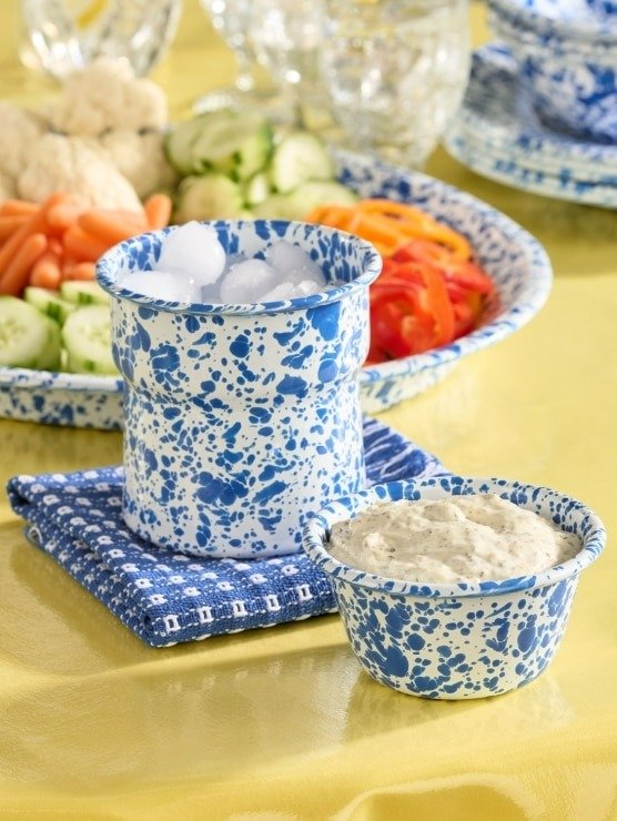 Spatterware Enamelware Dip Chiller, 2-Piece Set, Blue