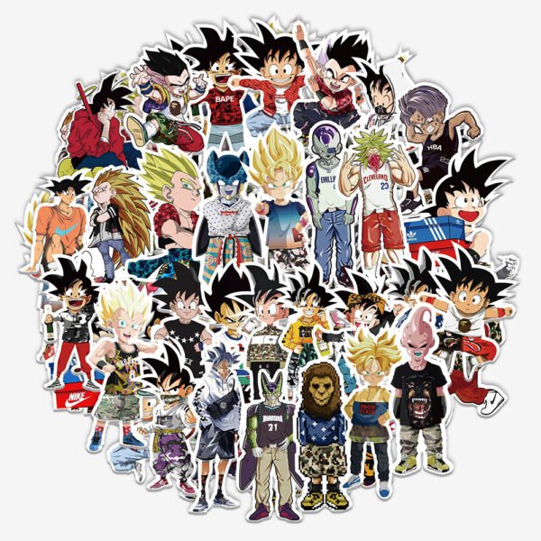 50 Pcs Vinyl Stickers Dragon Ball Z Anime Super Saiyan Goku Waterproof ...