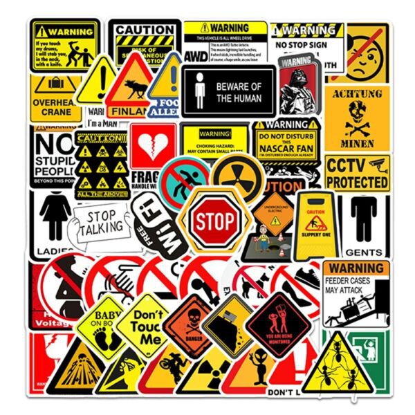 20Pcs Warning Sign Stickers Rules Graffiti Bomb Sticker