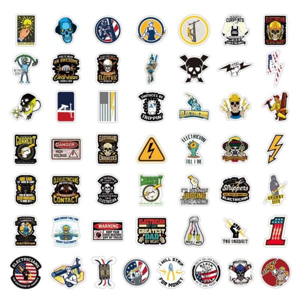 New Electrician (50) Hard Hat Stickers Pack Hardhat Decals Lineman ...