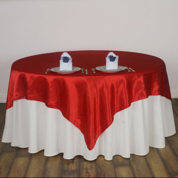 Red 60X60" Satin Square Table Overlay Wedding Catering Supplies Dinner
