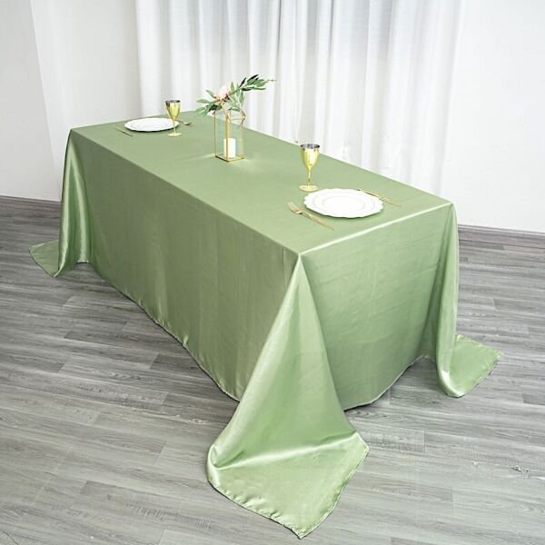 Sage Green 90X132" Rectangle Satin Tablecloth Wedding Party Banquet Linens