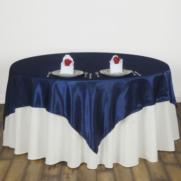 Navy Blue 60X60" Satin Square Table Overlay Wedding Catering Supplies