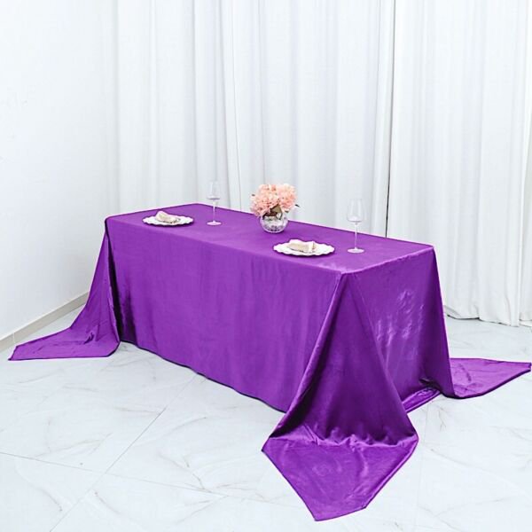 Purple 90"X156" Premium Velvet Rectangular Tablecloth Wedding Party ...