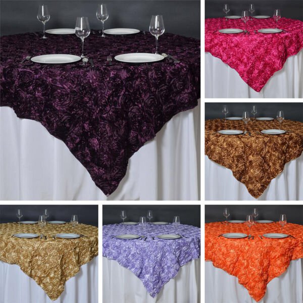 6 Pcs Ribbon Roses 85X85" Table Overlays Fancy Wedding Party Catering ...