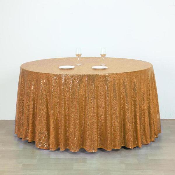 132" Gold Sequin Round Tablecloth Wedding Party Catering Reception Linens