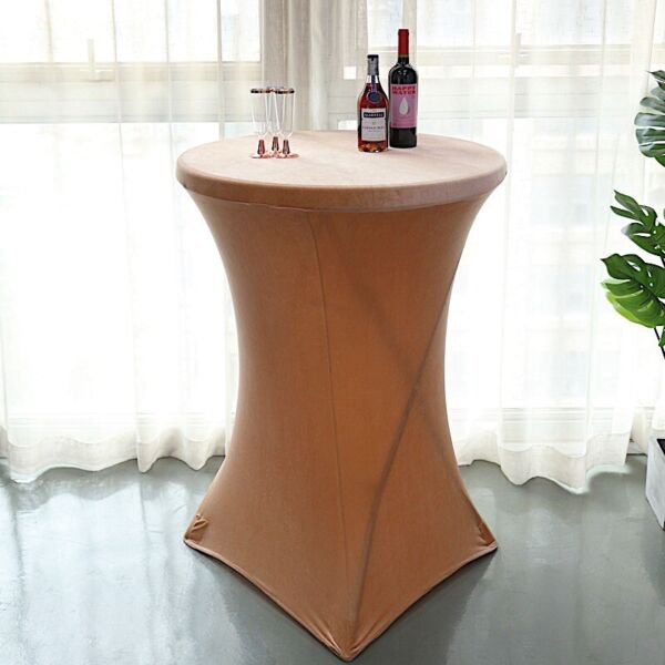 Champagne Fitted Cocktail Table Cover Premium Velvet Tablecloth Wedding ...