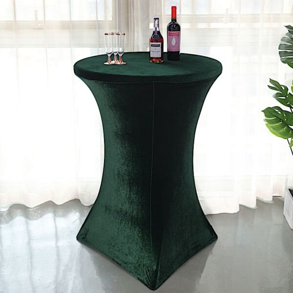 Hunter Green Fitted Cocktail Table Cover Premium Velvet Tablecloth ...